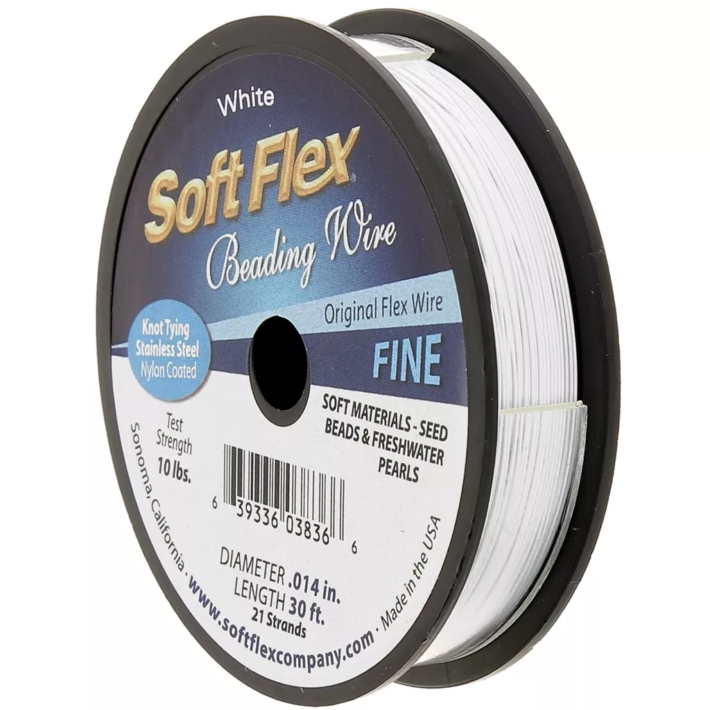 Fil cablé 21 brins 0.36 mm - Soft Flex Fine - Blanc x9m - Perles & Co