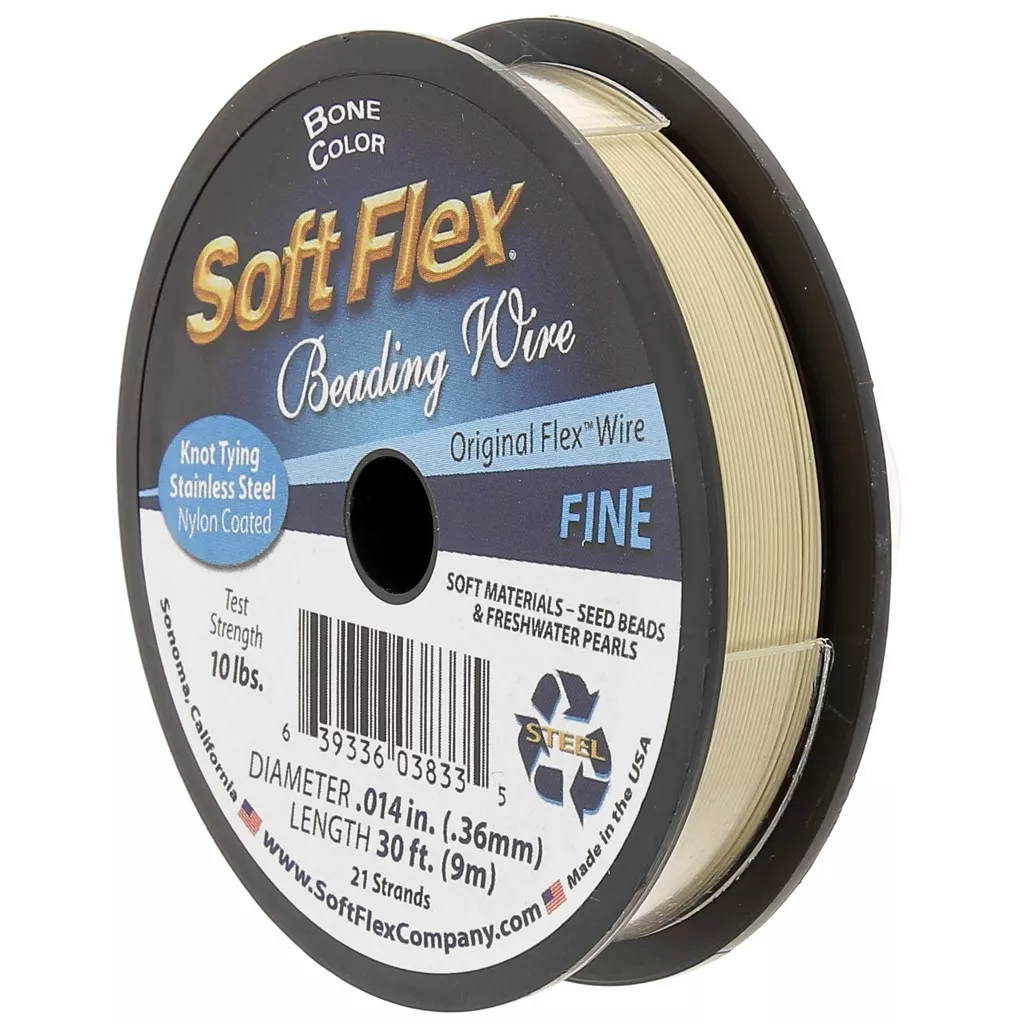 Fil cablé 21 brins 0.36 mm - Soft Flex Fine - Beige x9m - Perles & Co