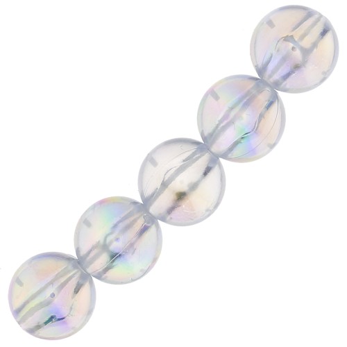Perles rondes en acrylique 10 mm - Transparent effet AB x10 - Perles & Co