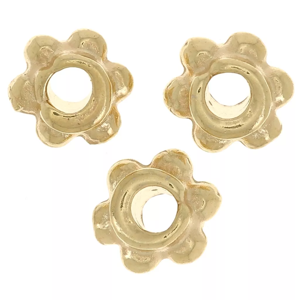 Perles rondelles effet fleur 5 mm - Doré à l'or fin x10 - Perles & Co