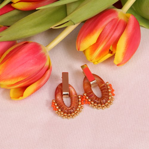Clous d'oreilles rectangle 19x5 mm - Doré x2 - Perles & Co