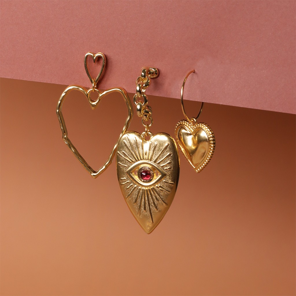 Pendentif coeur effet froissé 21 mm - Doré à l'or fin x1 - Perles & Co