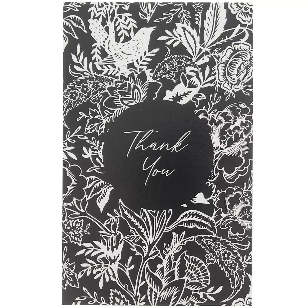 Cartes à bijoux - cartes de remerciements - Floral - Thank You - Noir ...