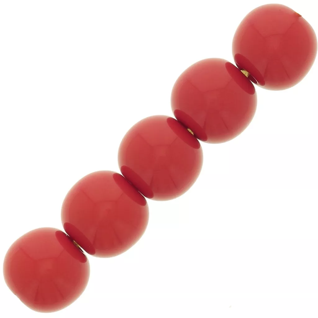 Perles en résine opaque 6 mm - Rouge x10 - Perles & Co