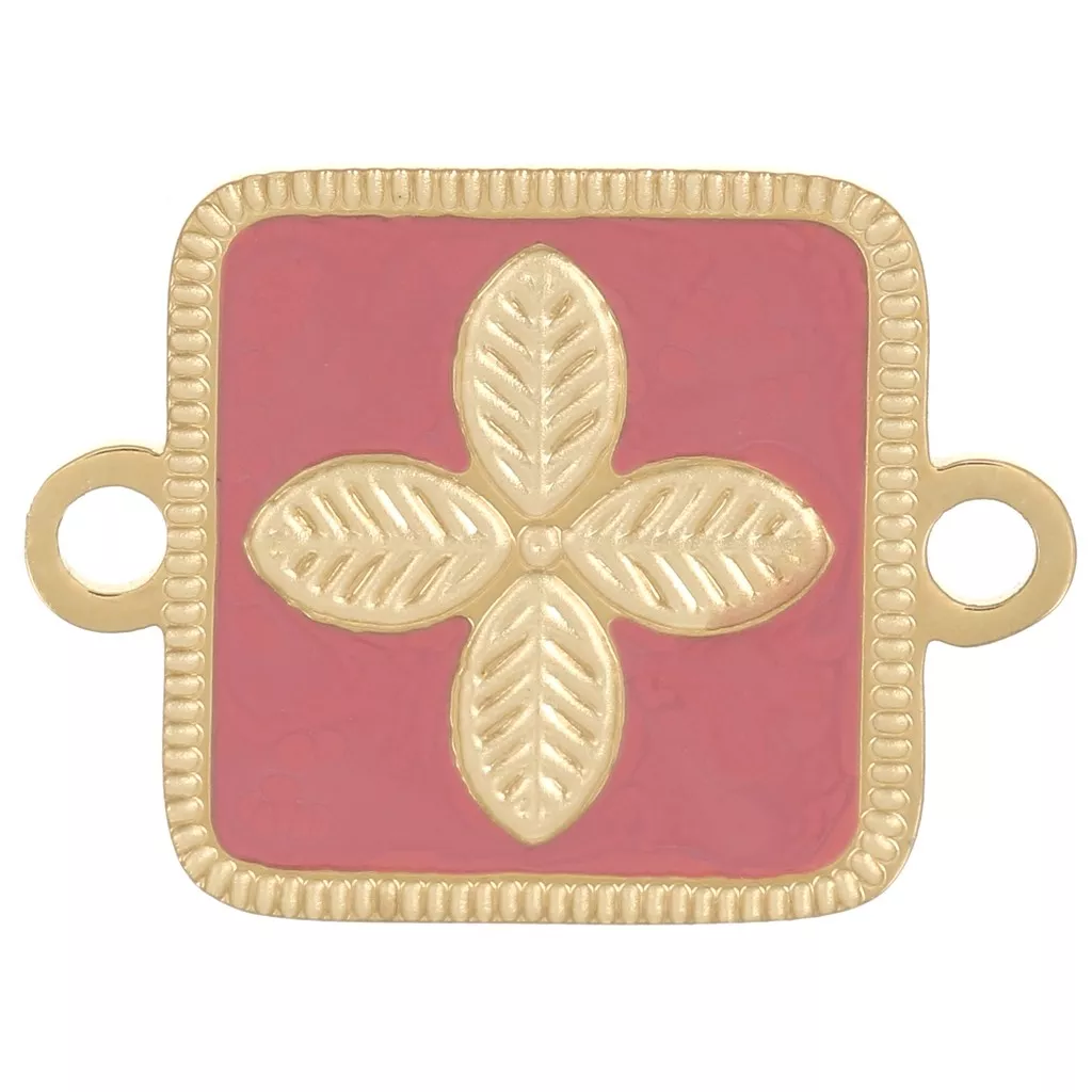 Intercalaire carré 16x11mm fleur - résine époxy Acier inox 316L Doré ...