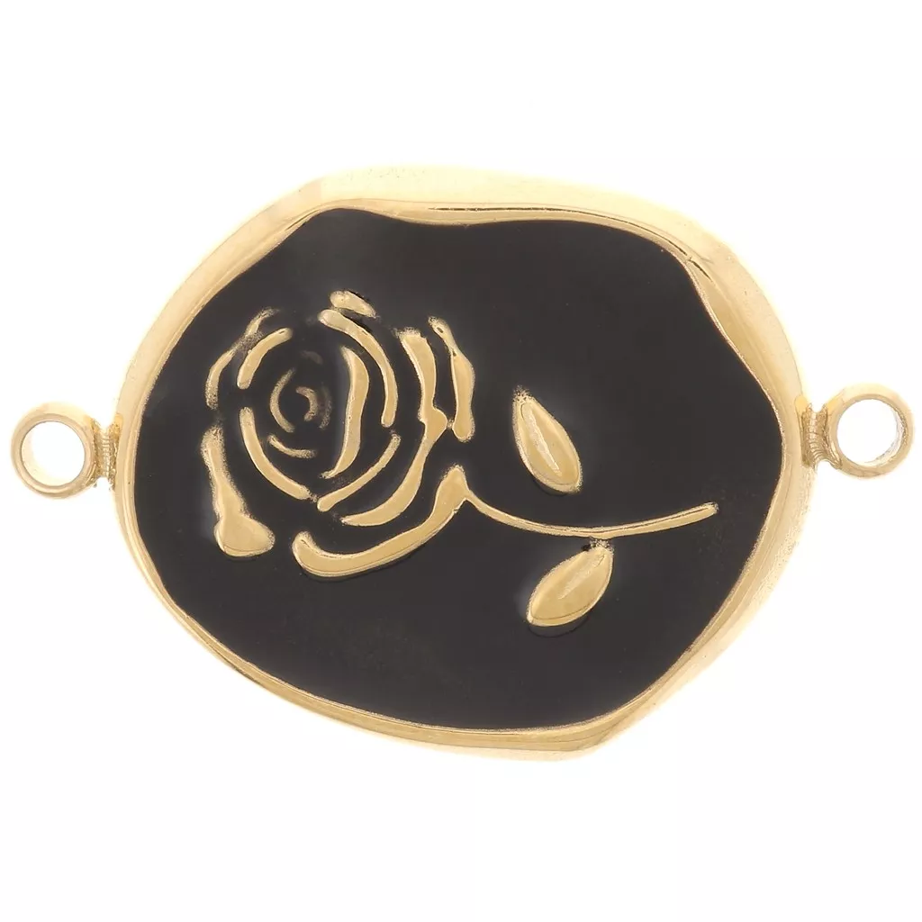 Intercalaire irrégulier 22x14.5mm - motif Rose - Acier inox 316L Doré ...
