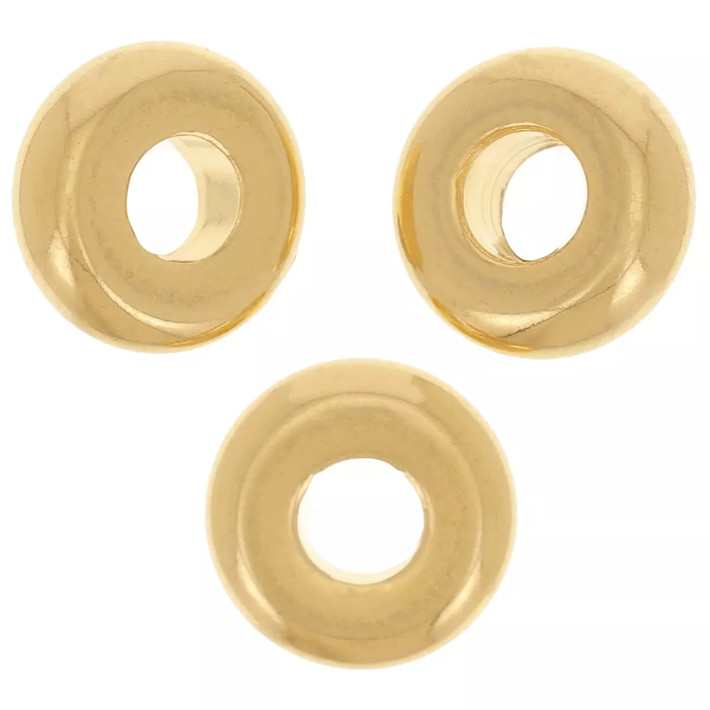 Perles rondelles lisses 7.5 mm - Doré à l'or fin x5 - Perles & Co