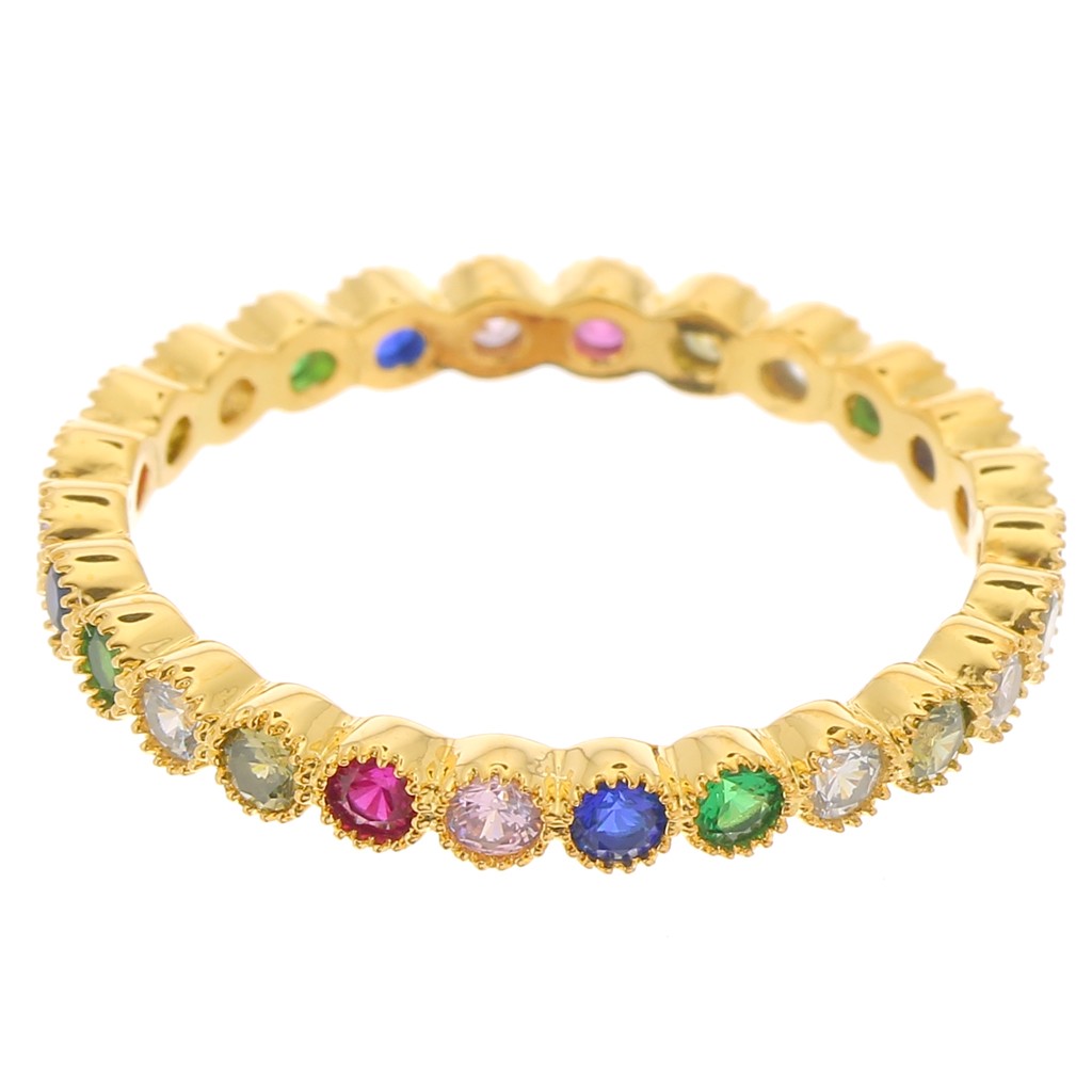 Bague fine avec Oxyde de zirconium - Taille 51 - Doré à l'or fin ...