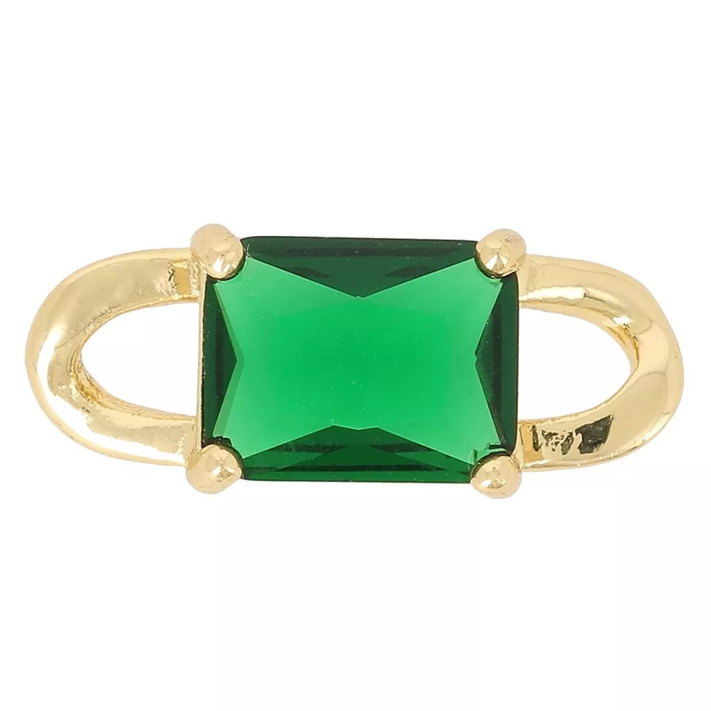 Intercalaire rectangle en verre facetté 19x7.5 mm - Vert emeraude ...