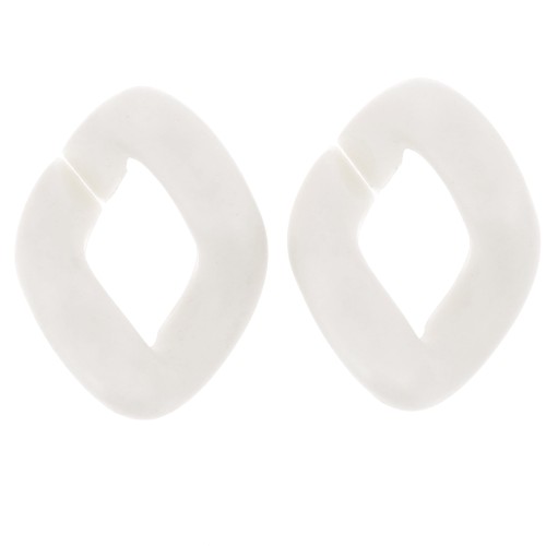 Maillon ovale torsadé en acrylique 34x26 mm - Opaque crème satiné x1 ...