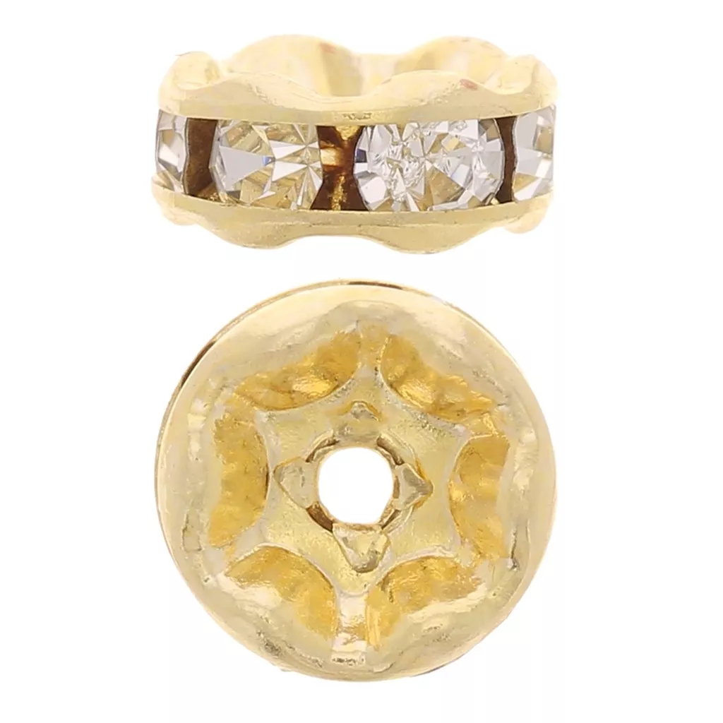 Rondelles Strass 6 mm - doré - Crystal x4 - Perles & Co