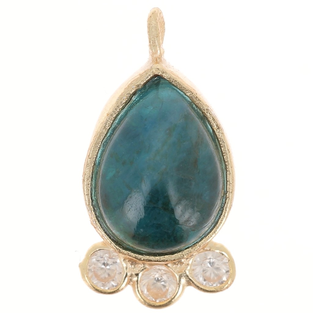 Pendentif goutte 14x7 mm - pierre gemme et oxydes de zirconium - Doré ...