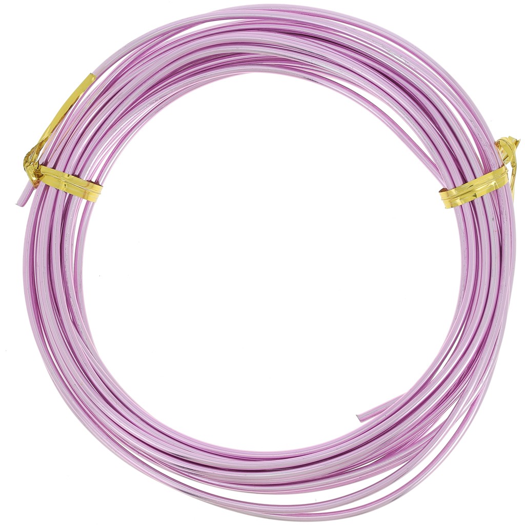 Fil en aluminium anodisé 2 mm - Rose x5m - Perles & Co