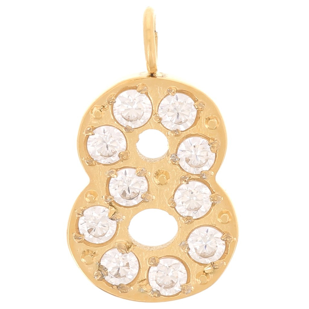 Breloque chiffre 13 mm et oxydes de Zirconium - 8 - Acier inoxydable ...