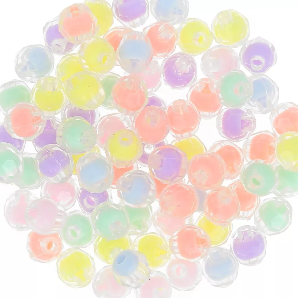 Assortiment perles rondes aplaties facettées 8x7.5mm Transparent -Multi ...