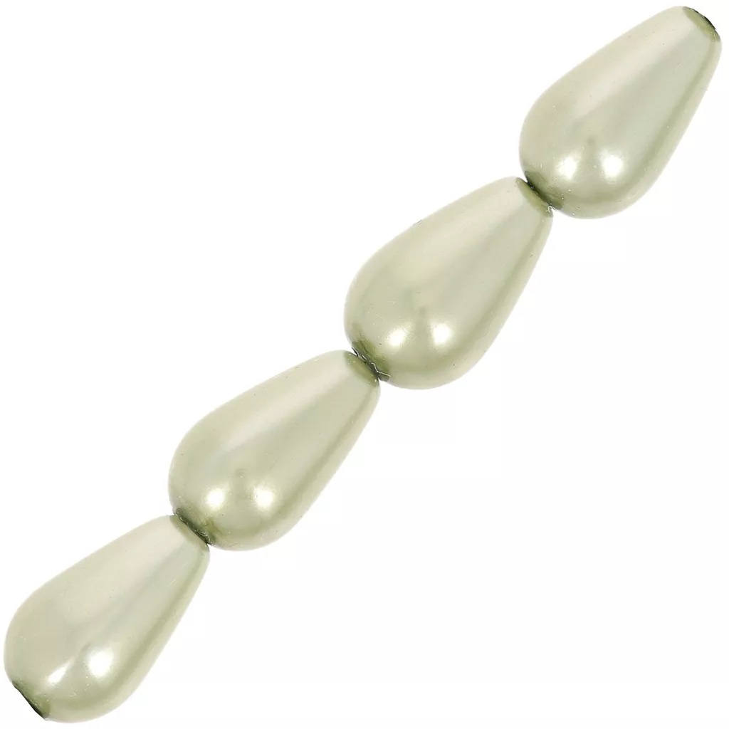 Perles nacrées Preciosa - Pearshape Pearl 10x6 mm - Light Green x10 ...