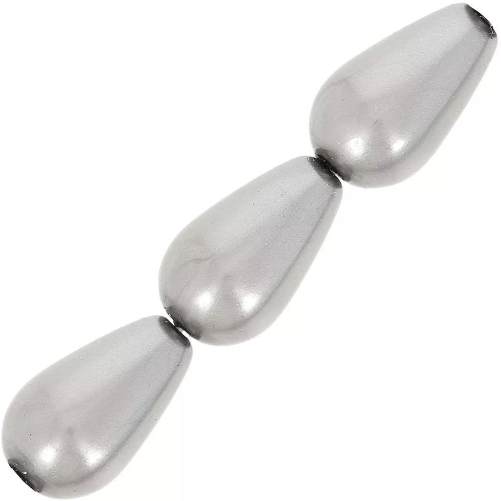 Perles nacrées Preciosa - Pearshape Pearl 15x8 mm - Dark Grey x5 ...