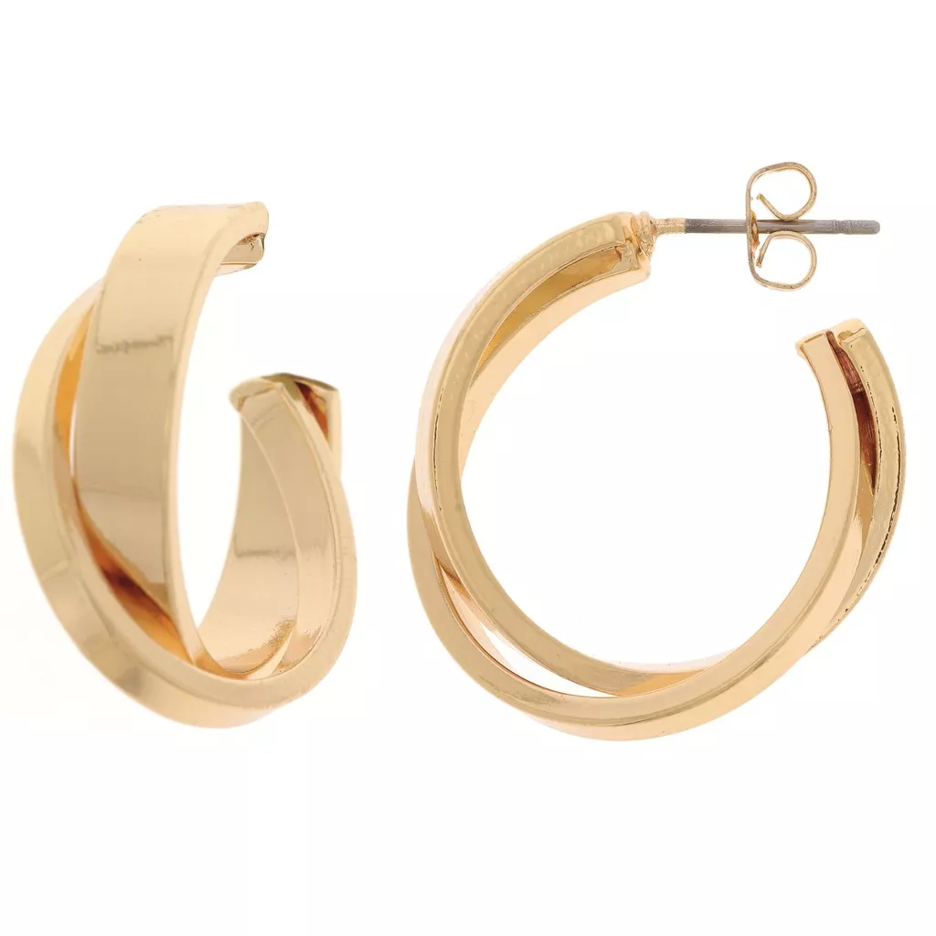 Créoles design fil entrecroisé 24 mm - Doré x2 - Perles & Co