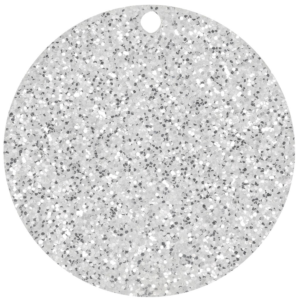 Pendentif rond 36 mm en plexiglas - Pailleté Argenté x1 - Perles & Co