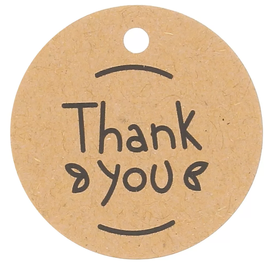 Etiquettes rondes 30 mm - Thank You - Kraft x100 - Perles & Co