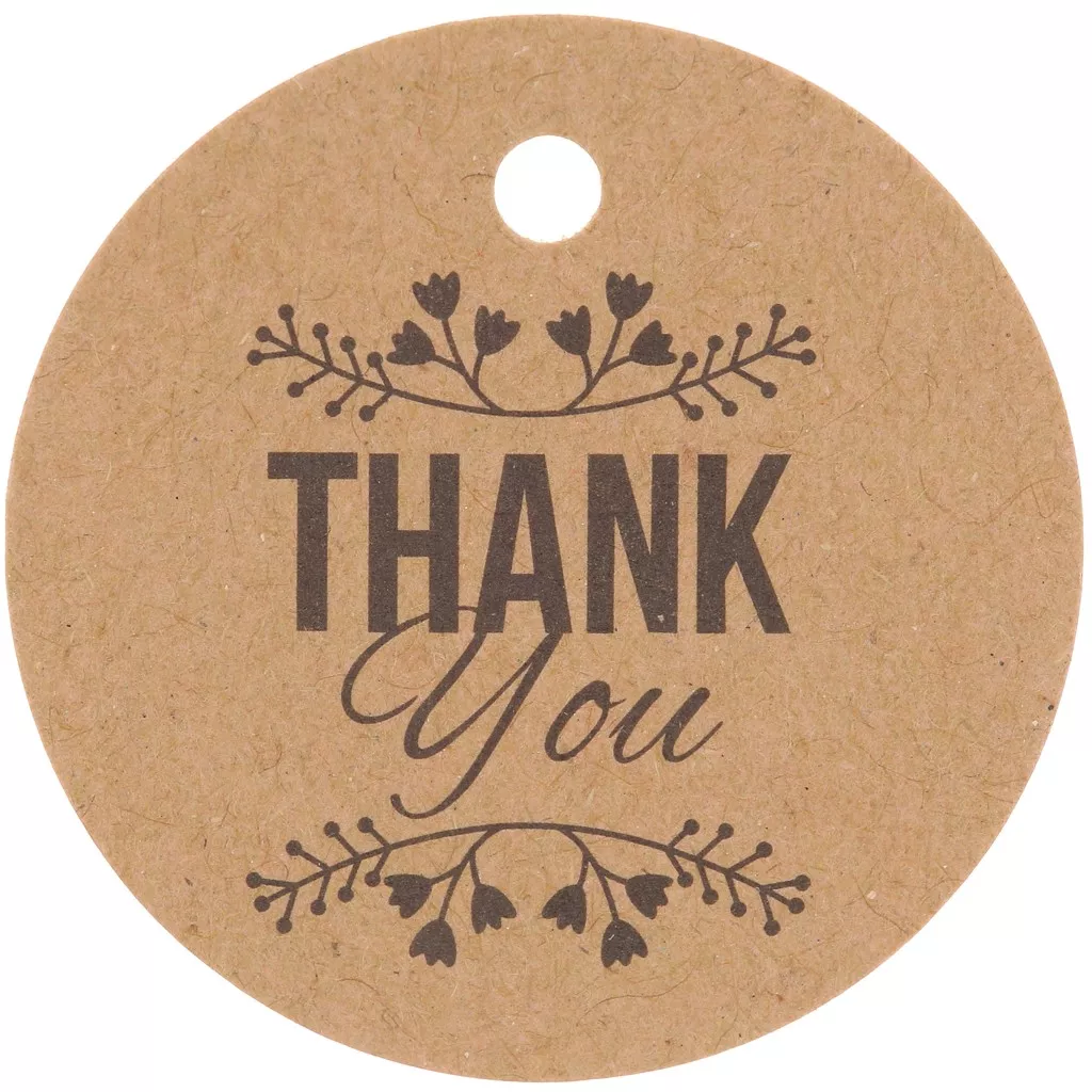 Etiquettes rondes 30 mm - Thank You - motif floral - Kraft x100 ...