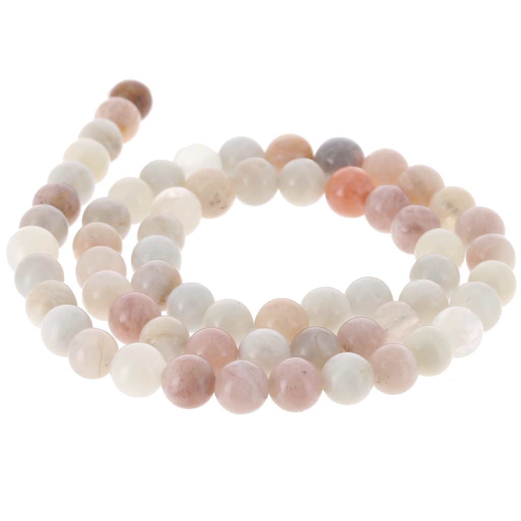 Perles rondes 6 mm pierre gemme - Mix de Pierre de lune Peach x39cm ...