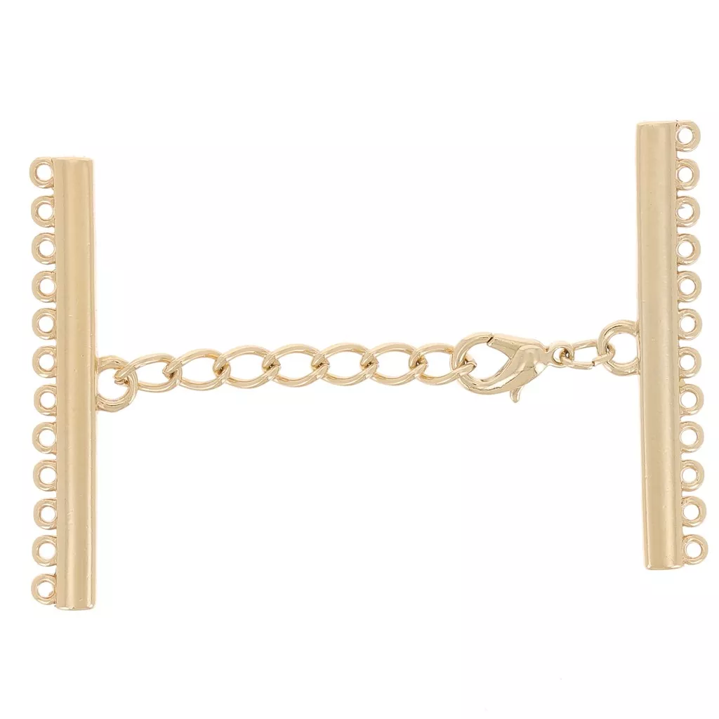 Fermoir 12 rangs 45 mm pour bracelet et collier - Doré x1 - Perles & Co