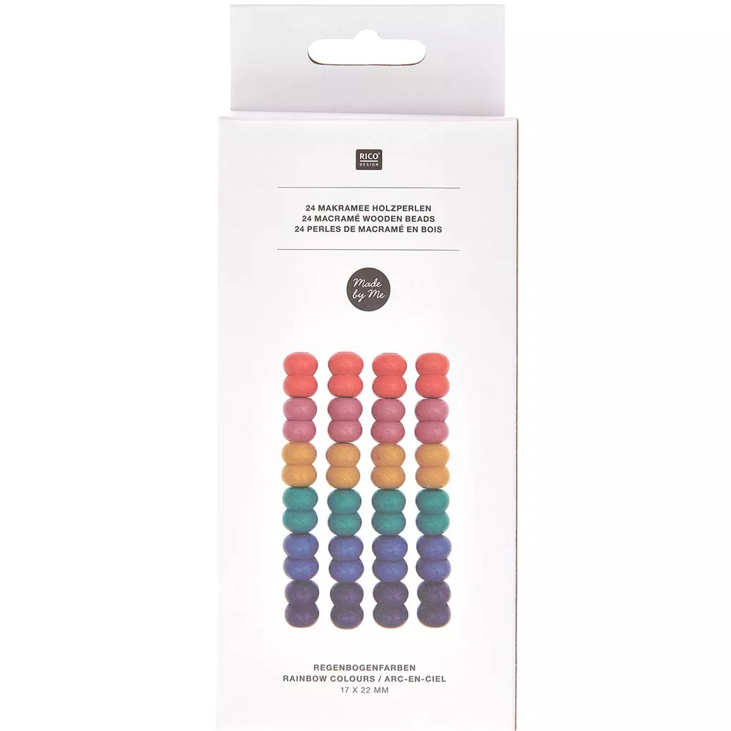 Set de 24 perles design en bois gros trou 22x17 mm pour macramé - Arc ...