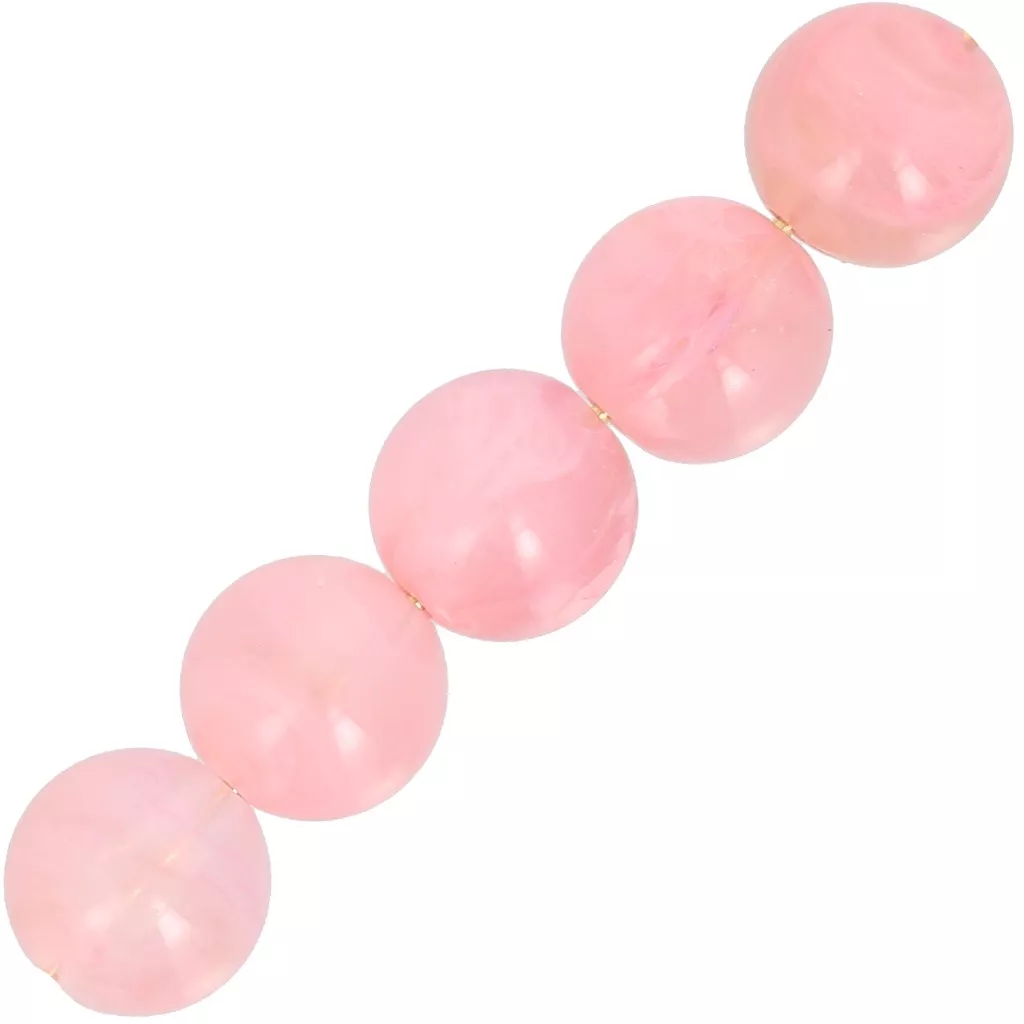 Perles en résine transparente 6 mm - Rose marbré x20 - Perles & Co
