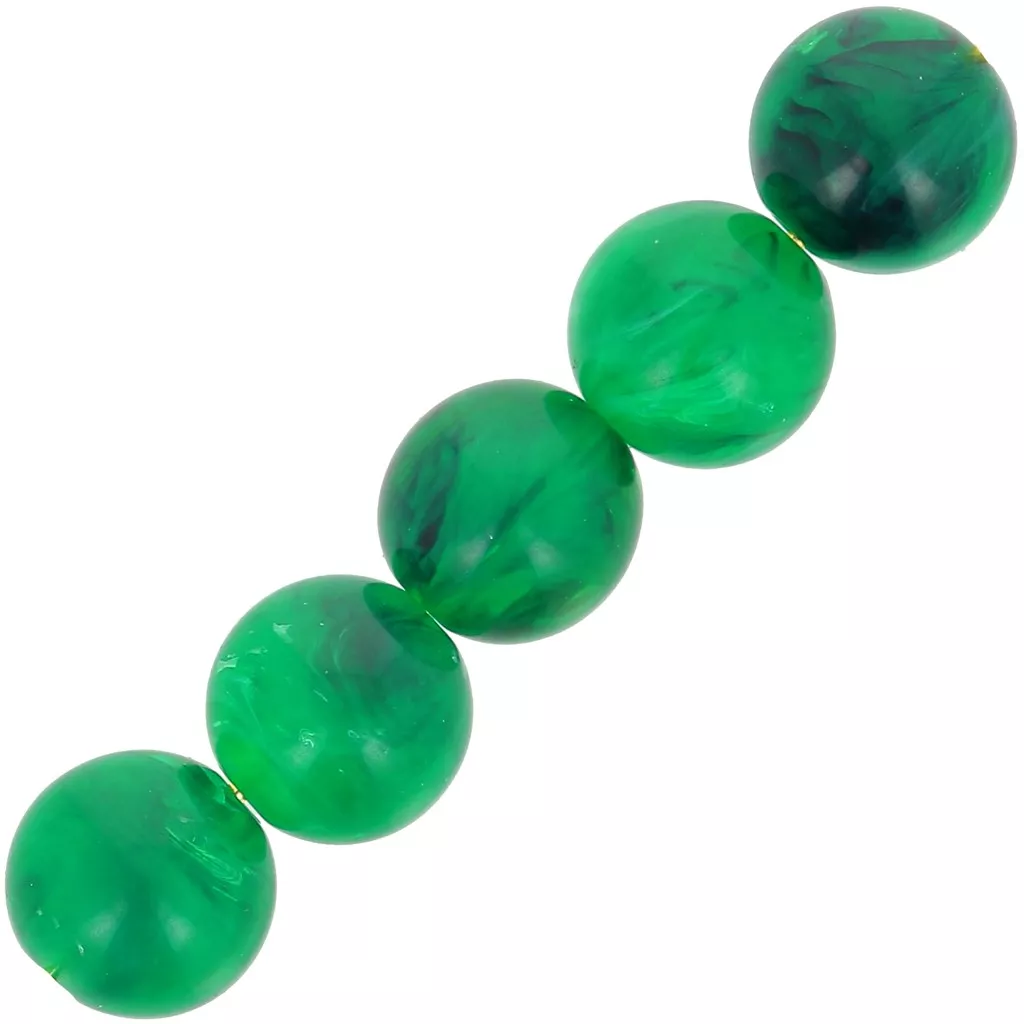 Perles en résine transparente 6 mm - Vert foncé marbré x20 - Perles & Co