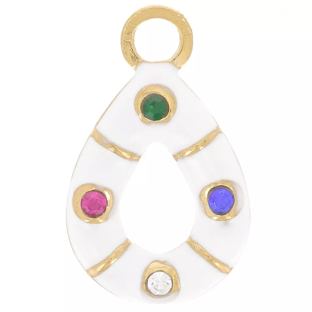 Breloque goutte 16x10 mm avec époxy et oxydes de zirconium - Acier inox ...