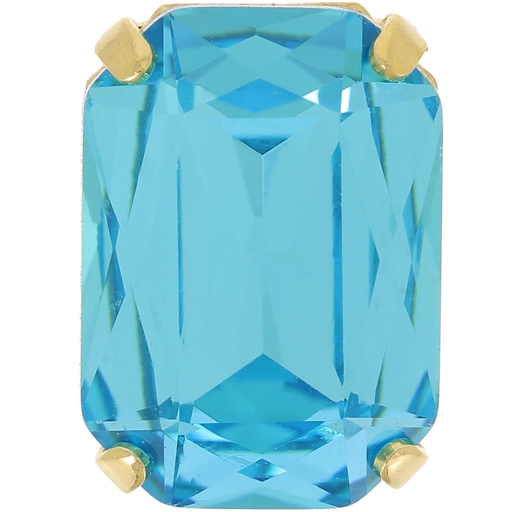 Cristal serti Aurora A4627 Octagon 14x10 mm - Doré - Aquamarine x1 ...