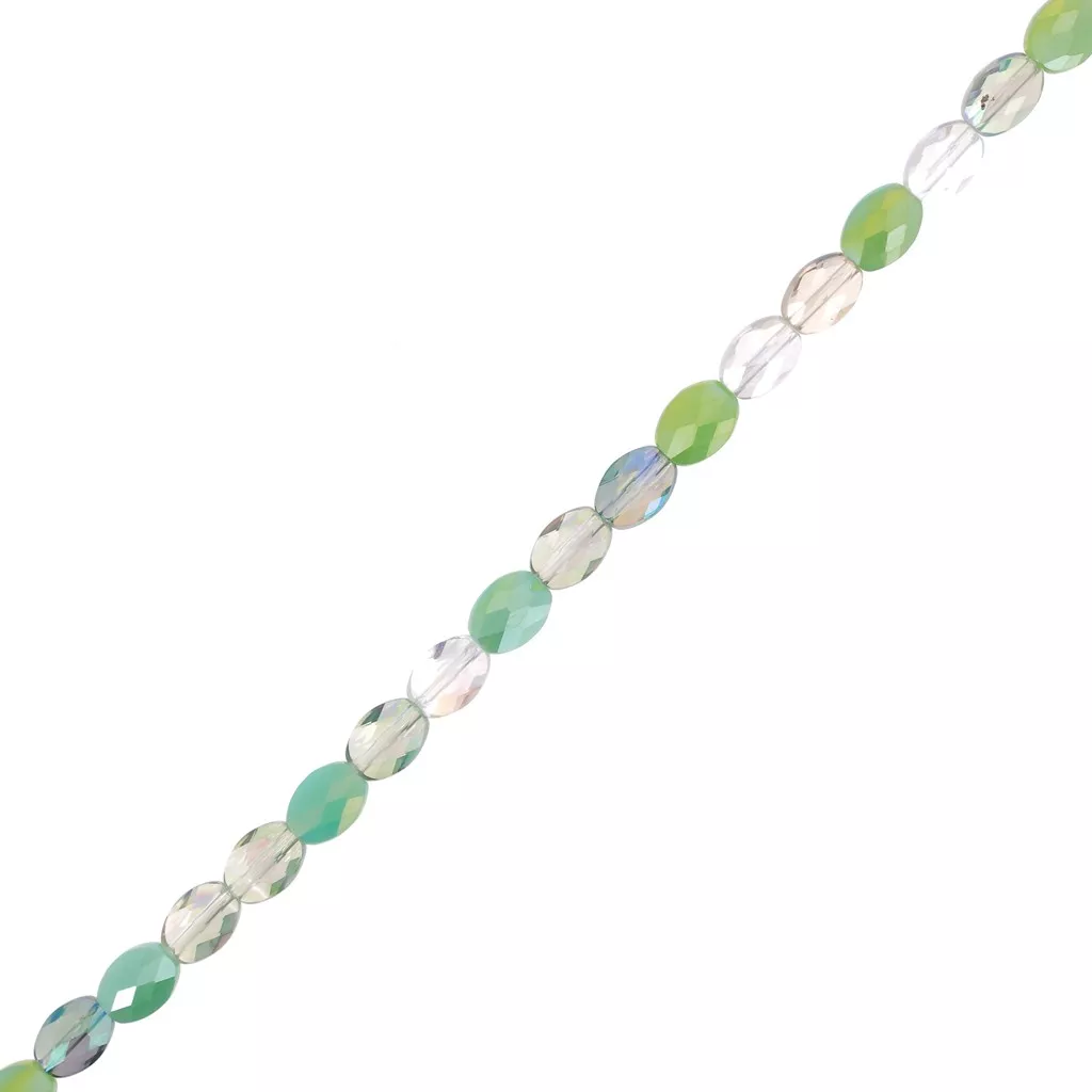 Perles ovales facettées 8x6 mm en verre - Mix Vert - Crystal x58cm ...
