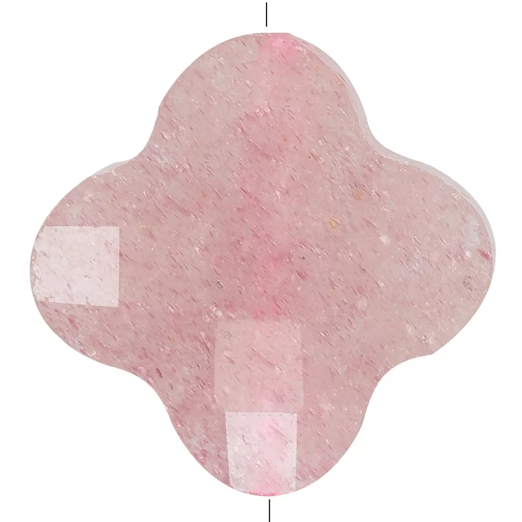 Perle trèfle facettée 13 mm en pierre gemme - Strawberry Quartz x1 ...