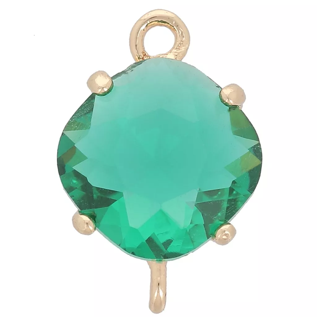Intercalaire losange en verre facetté 16x11 mm - Doré - Vert foncé x1 ...