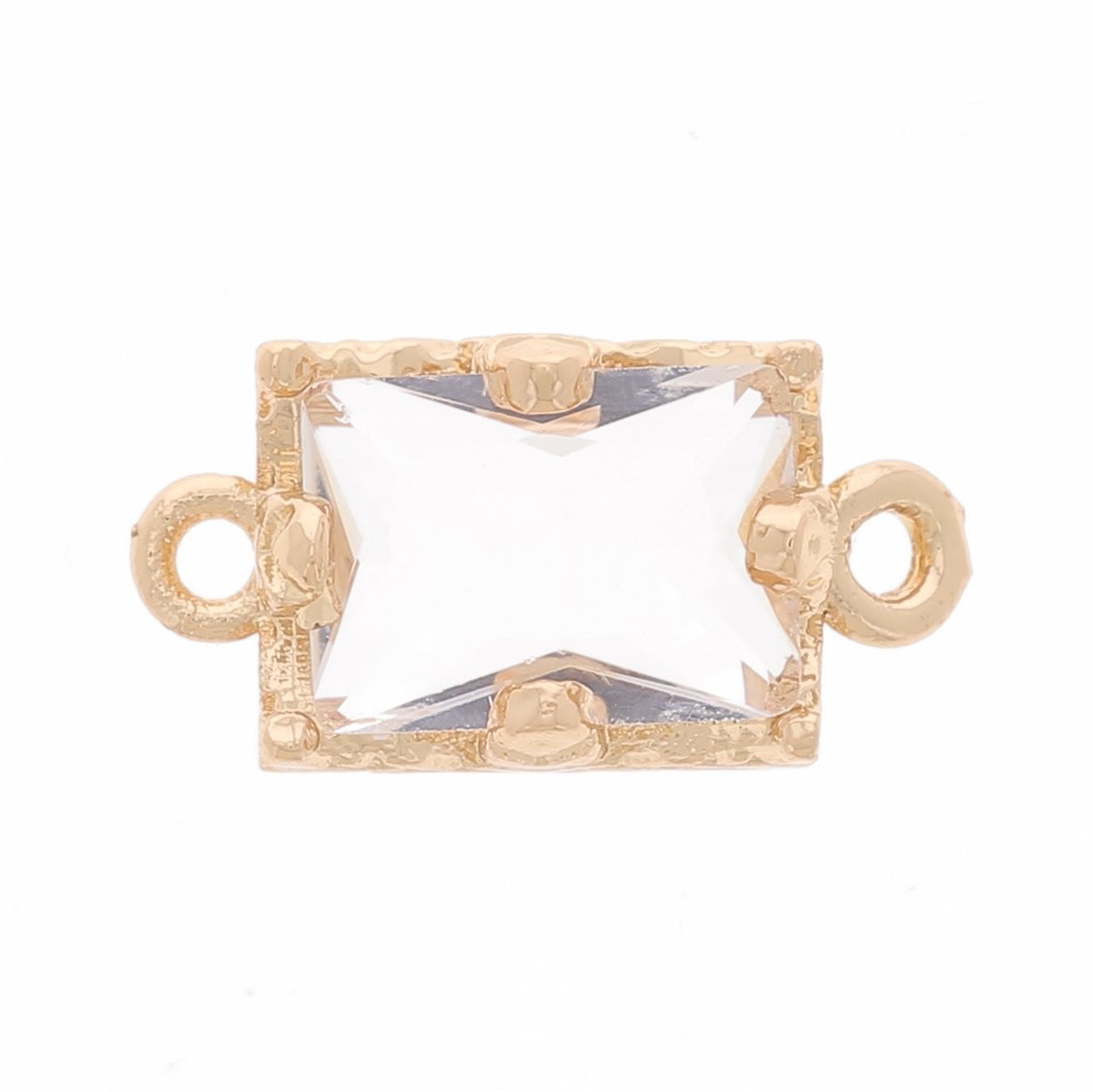 Intercalaire rectangle en verre facetté 12x6 mm - Doré - Crystal x1 ...