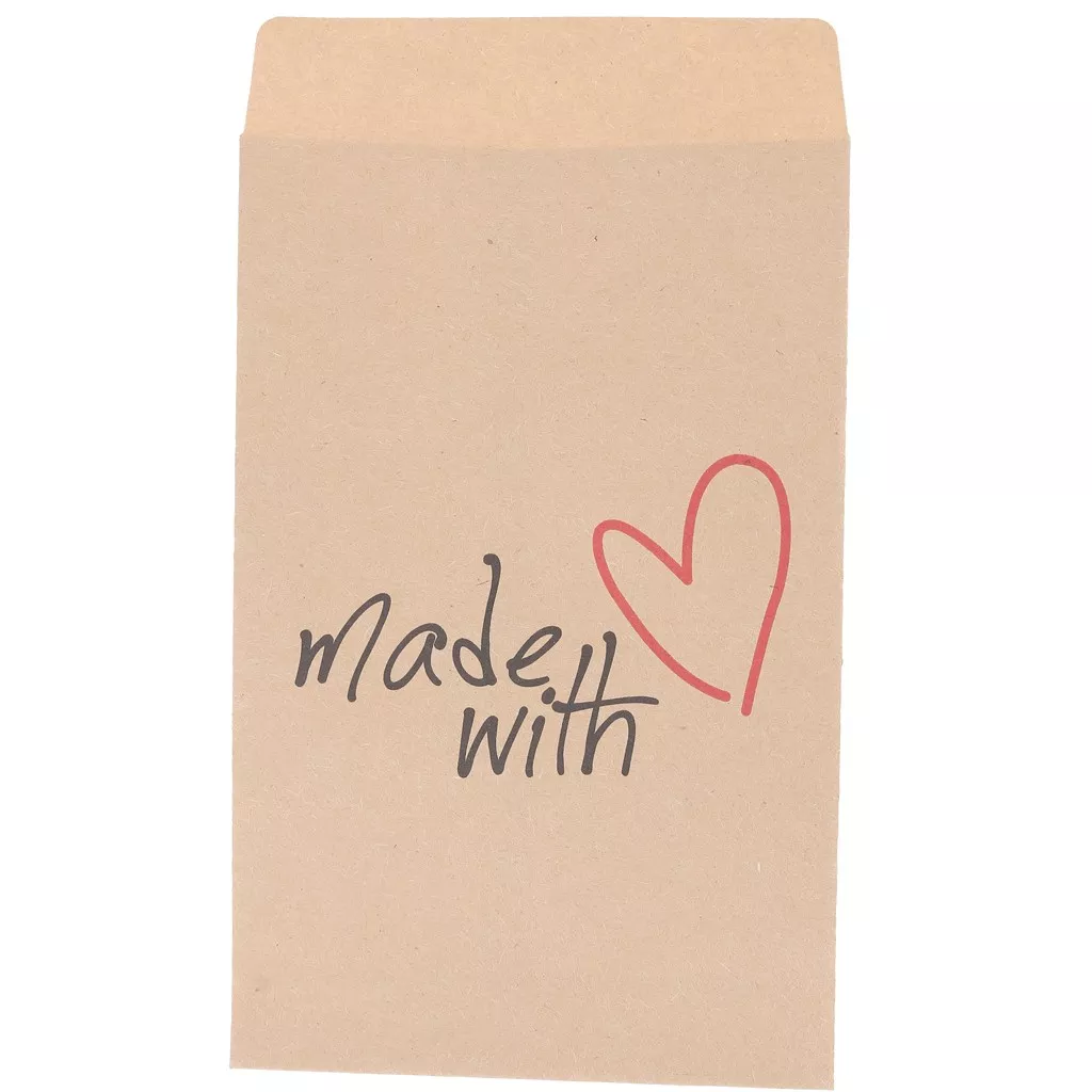 Pochettes en papier kraft 7x11 cm - motif Made with - Marron x20 ...