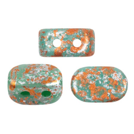 Perles en verre Lipsi® par Puca® 4x6 mm - Opaque Green Turquoise Tweedy ...