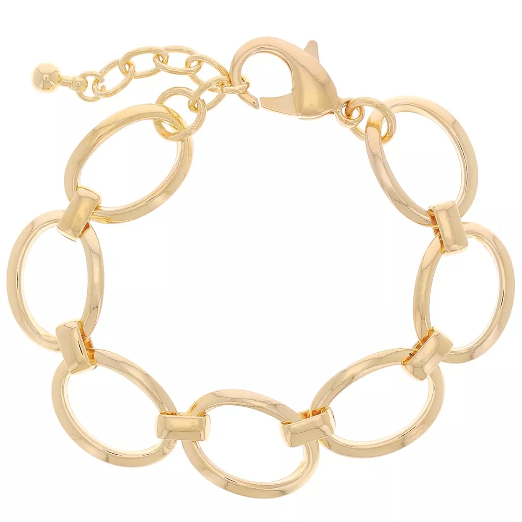 Bracelet grosse maille forçat ovale 16 mm - Doré à l'or fin x 19cm ...