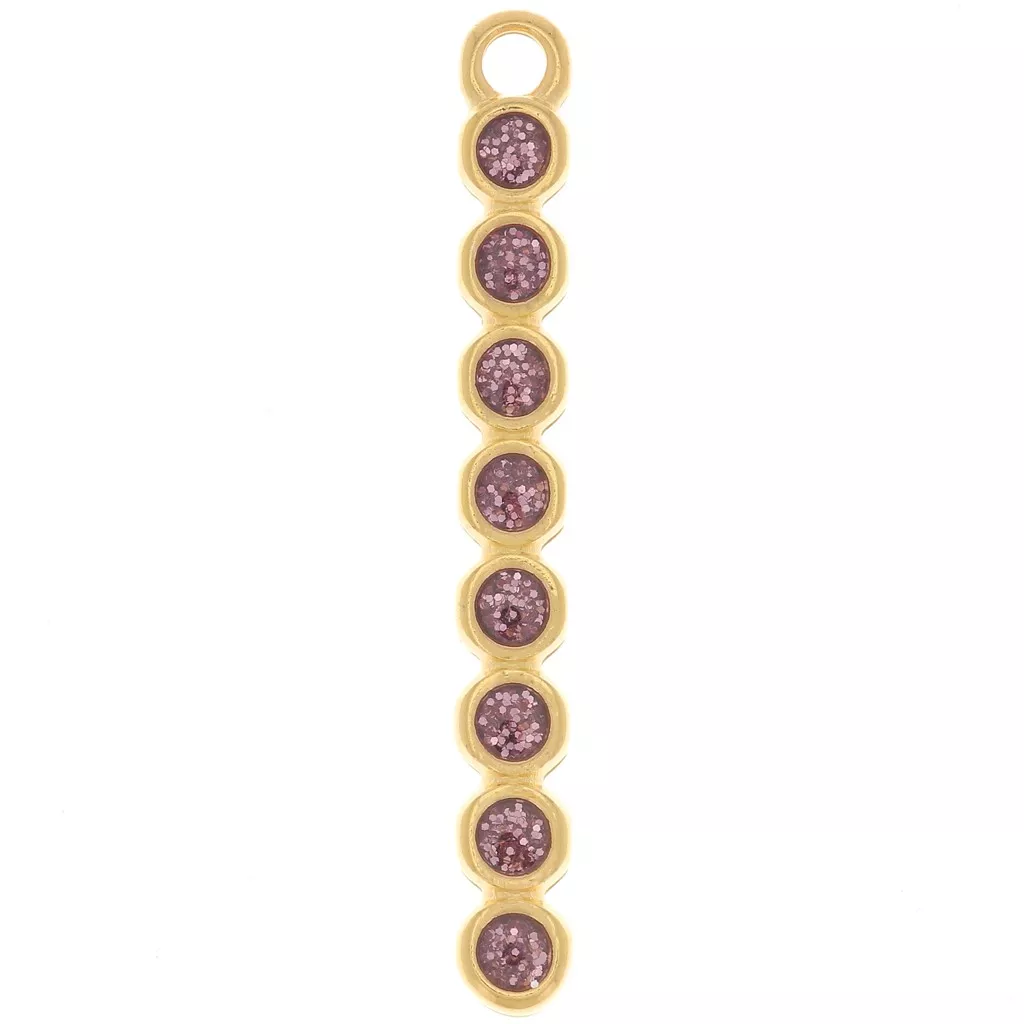 Pendentif barre 32x4 mm avec résine époxy - Doré à l'or fin - Violet ...