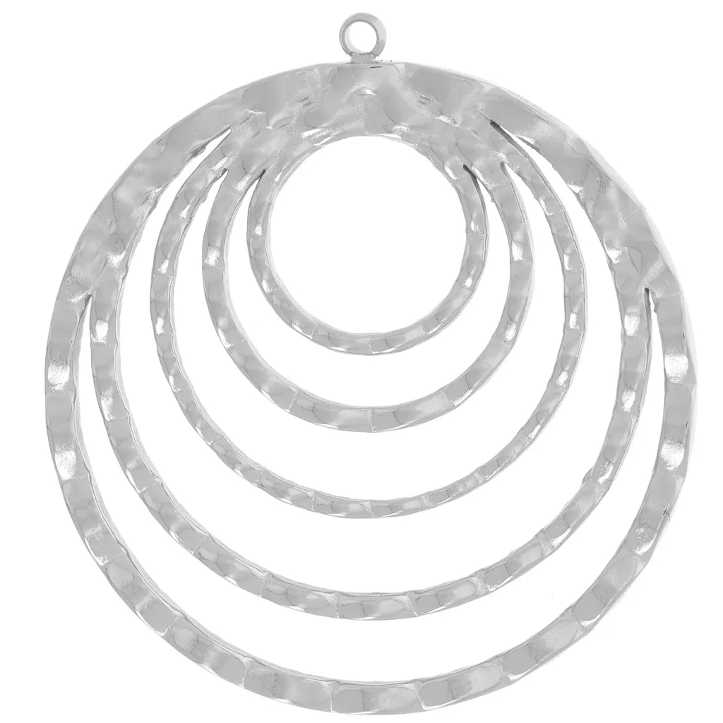 Pendentifs cercles ajourés texturés 33 mm - Acier inoxydable 304L x2 ...