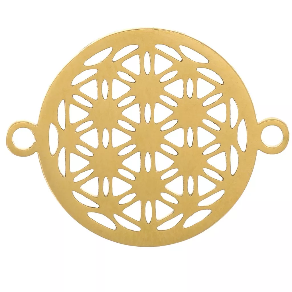Intercalaire rond ajouré 17 mm motif Fleur de vie - Acier inoxydable ...
