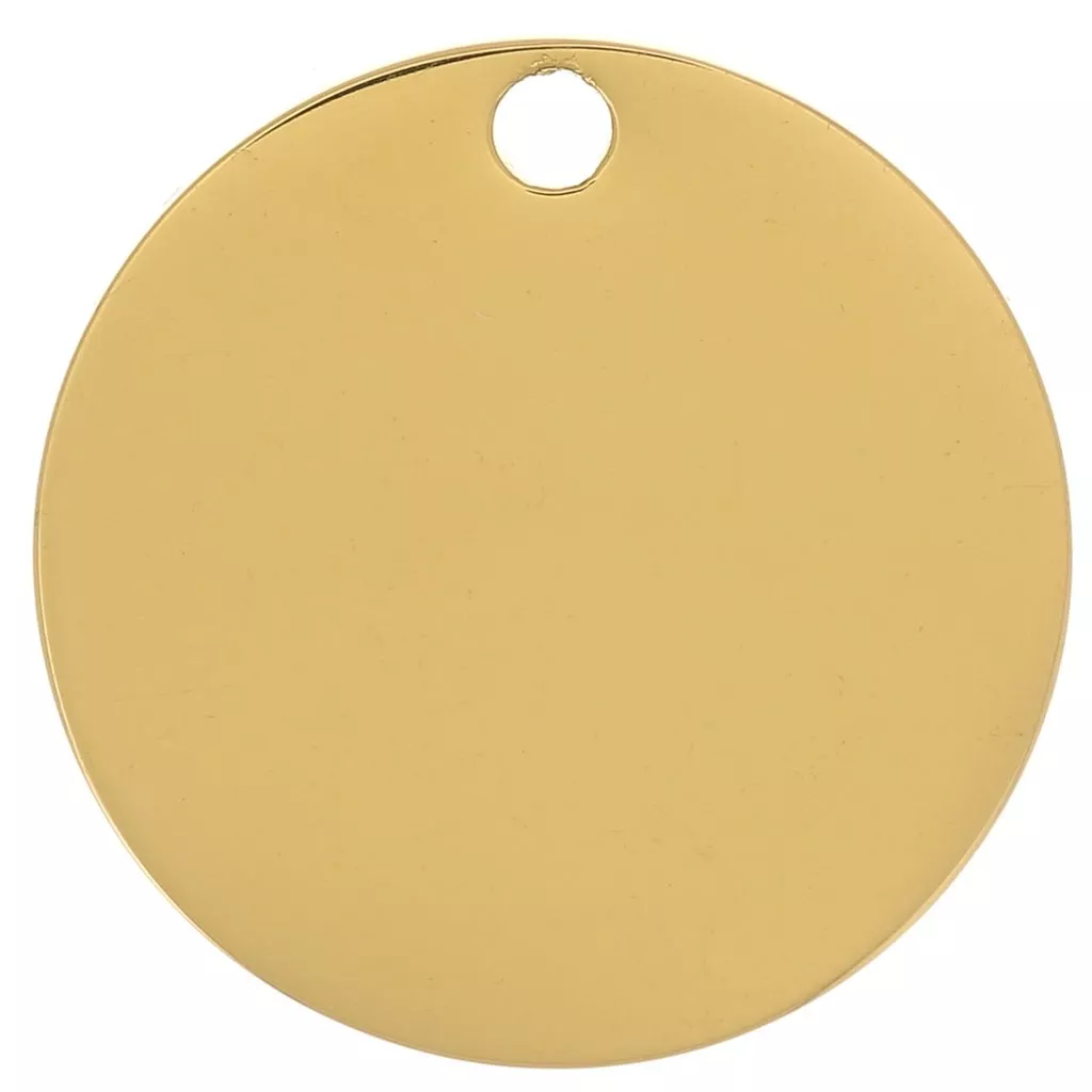 Sequin rond 15 mm - médaille à graver - Acier inoxydable 316L Doré x1 ...