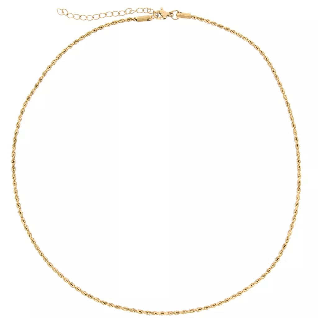 Tour de cou maille Corde 2 mm - Acier inoxydable 304L Doré x46cm ...