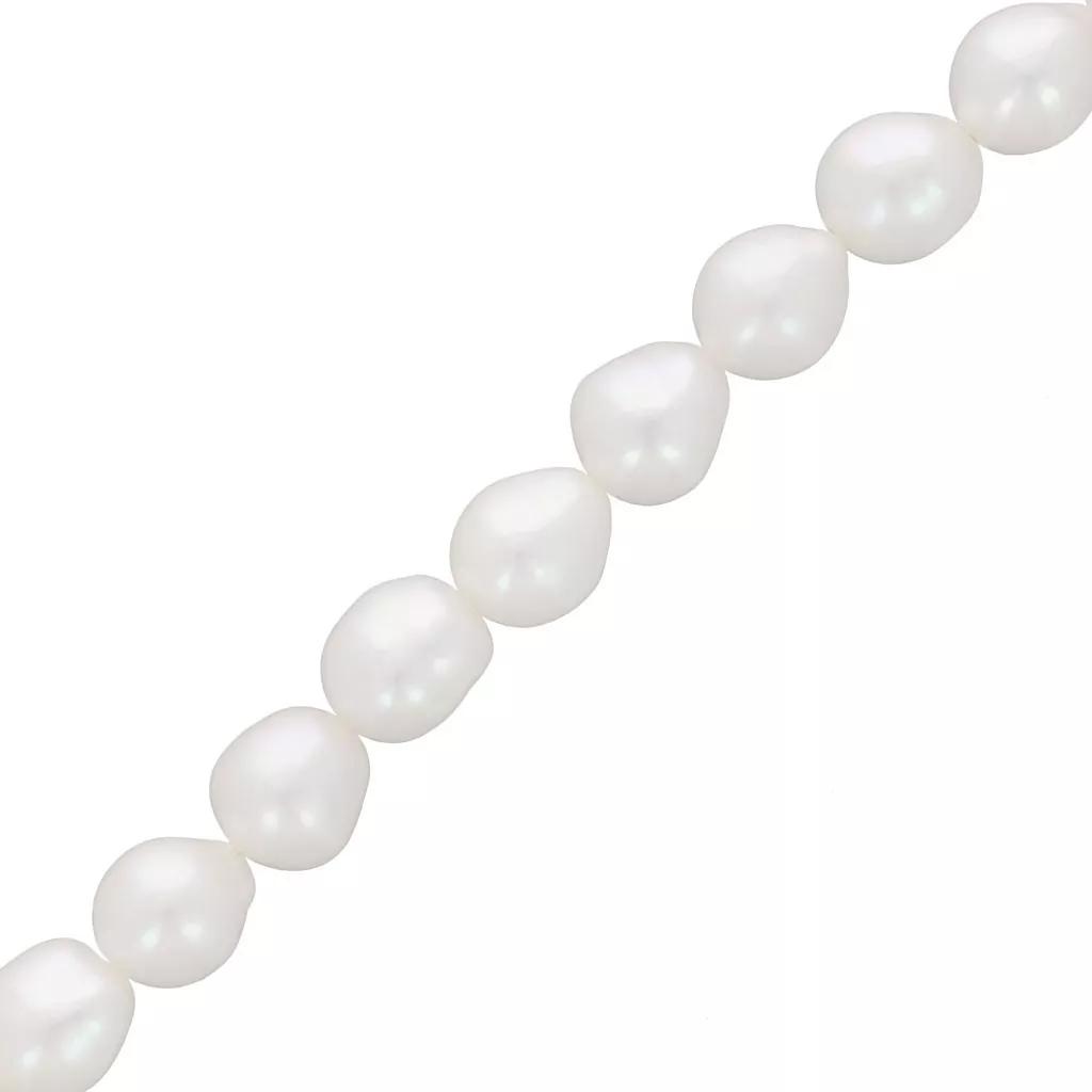 Perles d'eau douce ovales irrégulières 8x7 mm - Grade AAA Blanc x38cm ...