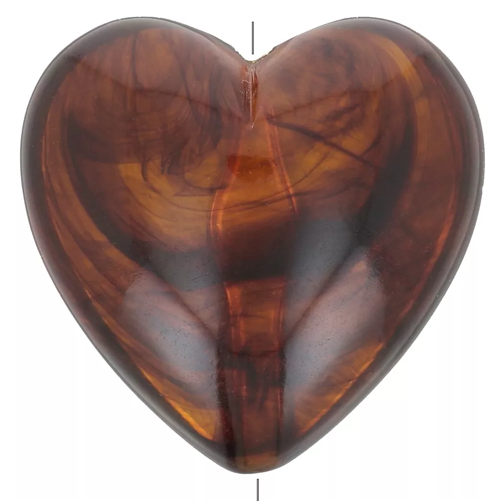 Perle coeur 17x18 mm en résine translucide - Ambre marbré x1 - Perles & Co