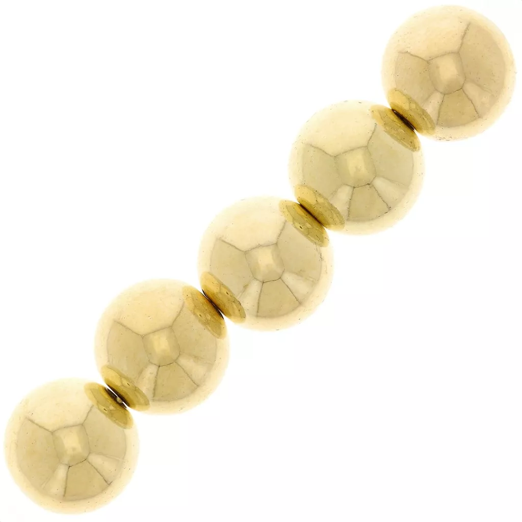 Perles rondes 12 mm en acrylique métallisée CCB - Doré x8 - Perles & Co