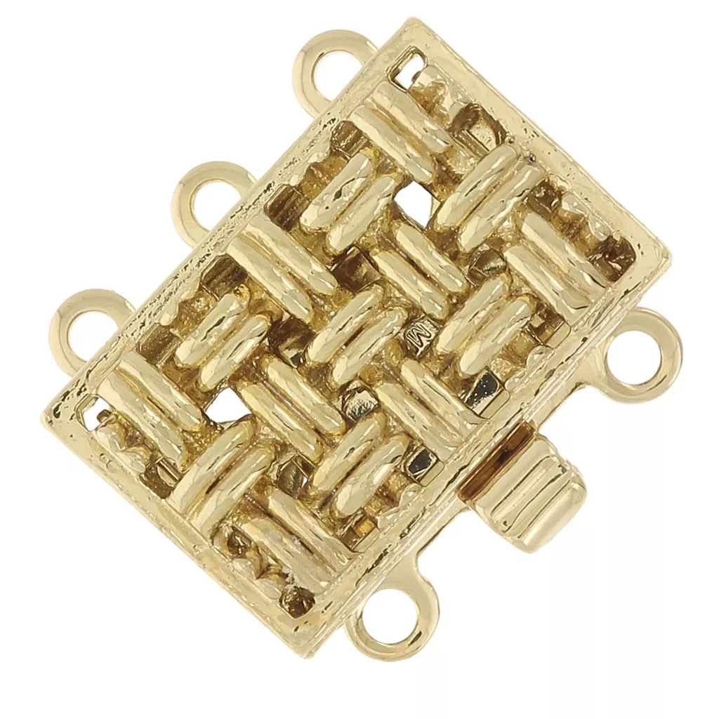 Fermoir rectangle 3 rangs à clipser 14x9 mm - motif tressage - Doré x1 ...