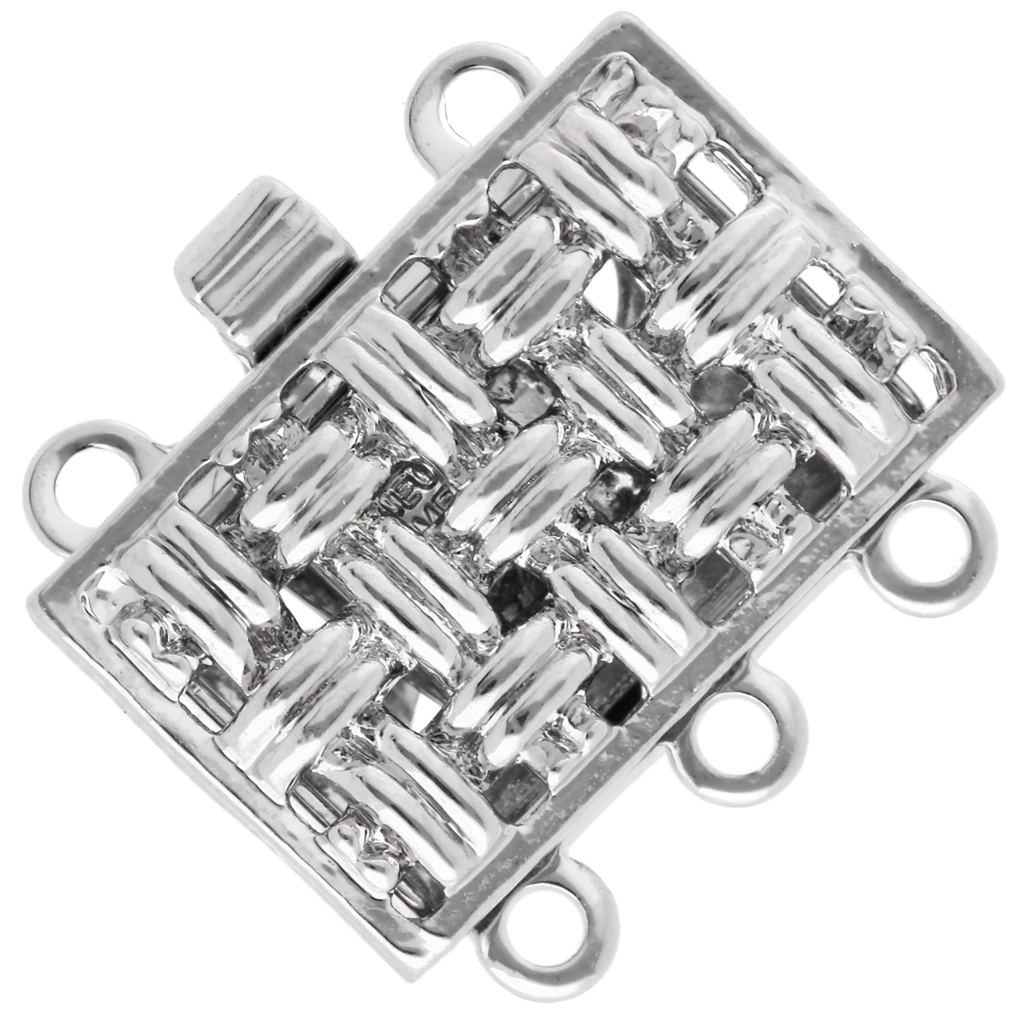 Fermoir rectangle 3 rangs à clipser 14x9 mm - motif tressage - White ...