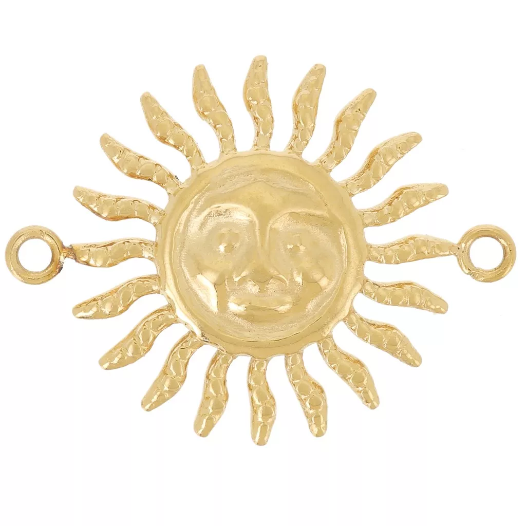 Intercalaire soleil motif visage - 2 anneaux - 18x14 mm - Acier inox ...